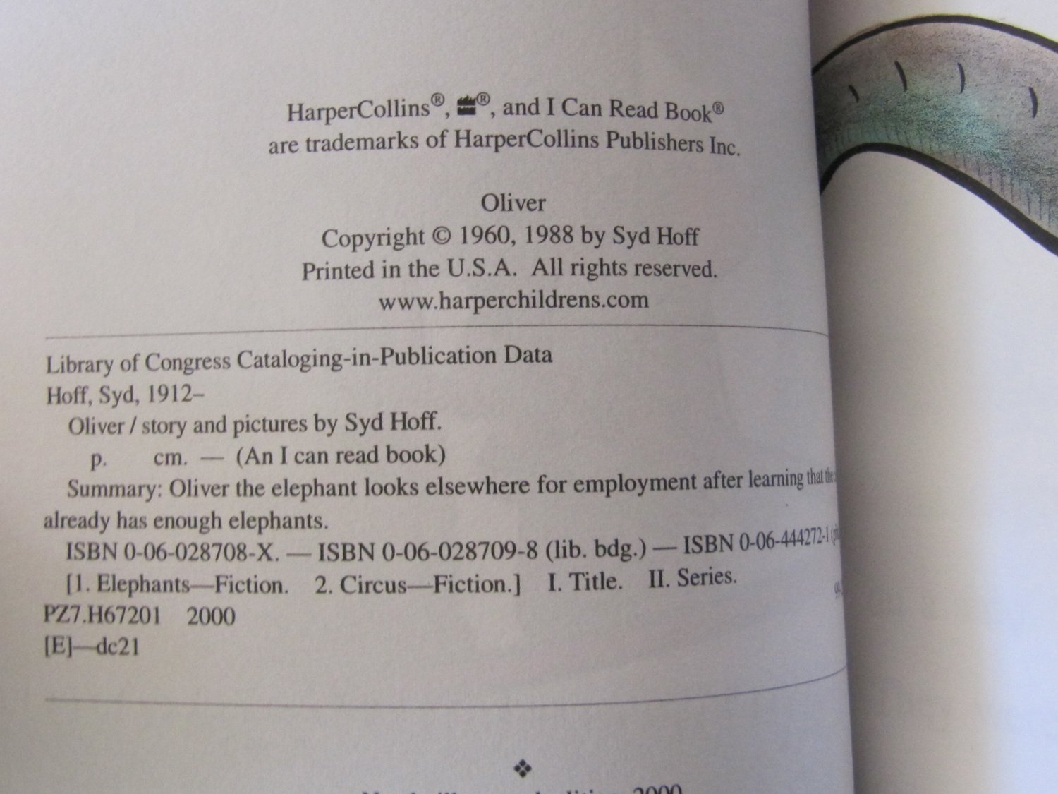 Oliver (the Elephant) Story and Illustrations by Sid Hoff I Can Read ...