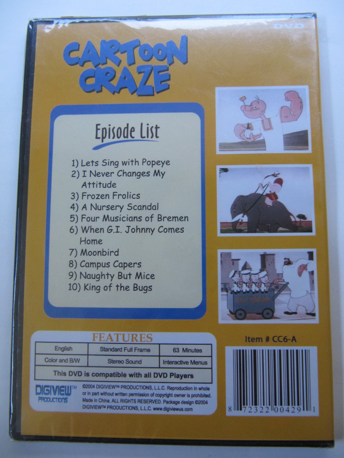 Cartoon Craze Presents: Popeye & Friends let's Sing with Popeye DVD 10 ...