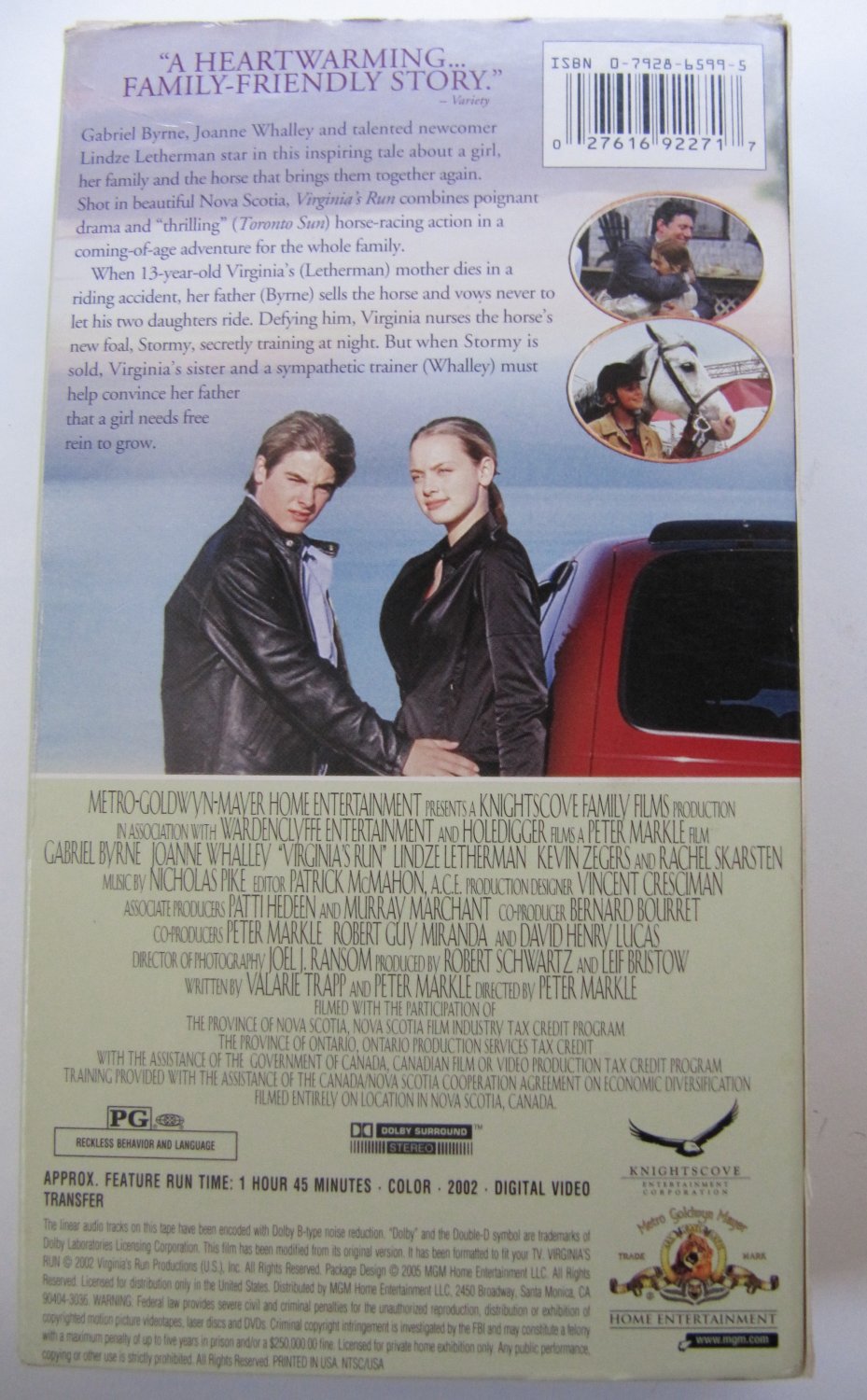 Virginia's Run VHS Video Horse Movie Starring Gabriel Byrne and Joanne ...