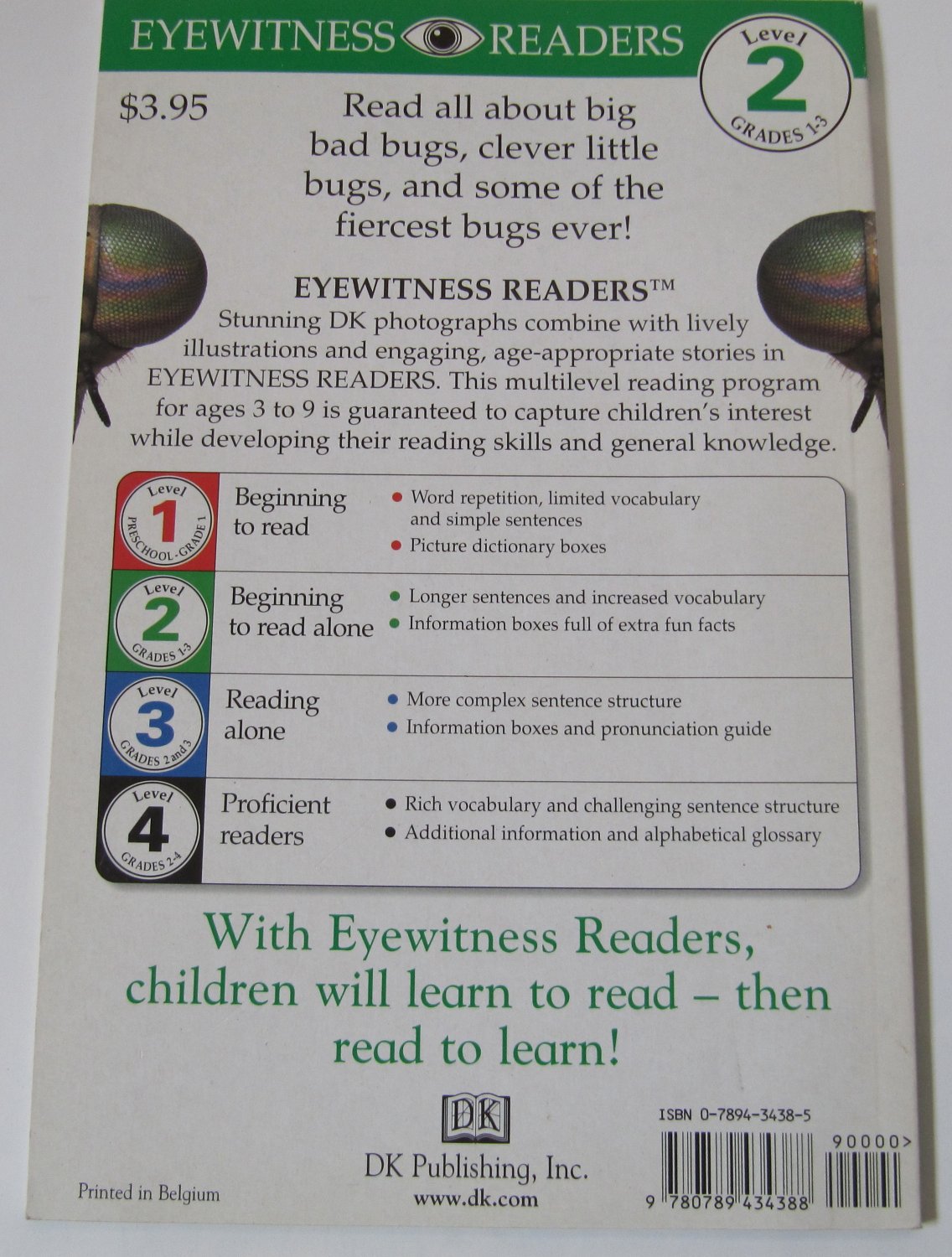 Bugs! Bugs! Bugs! DK Eyewitness Readers Level 2 Paperback Children's Book by Jennifer Dussling