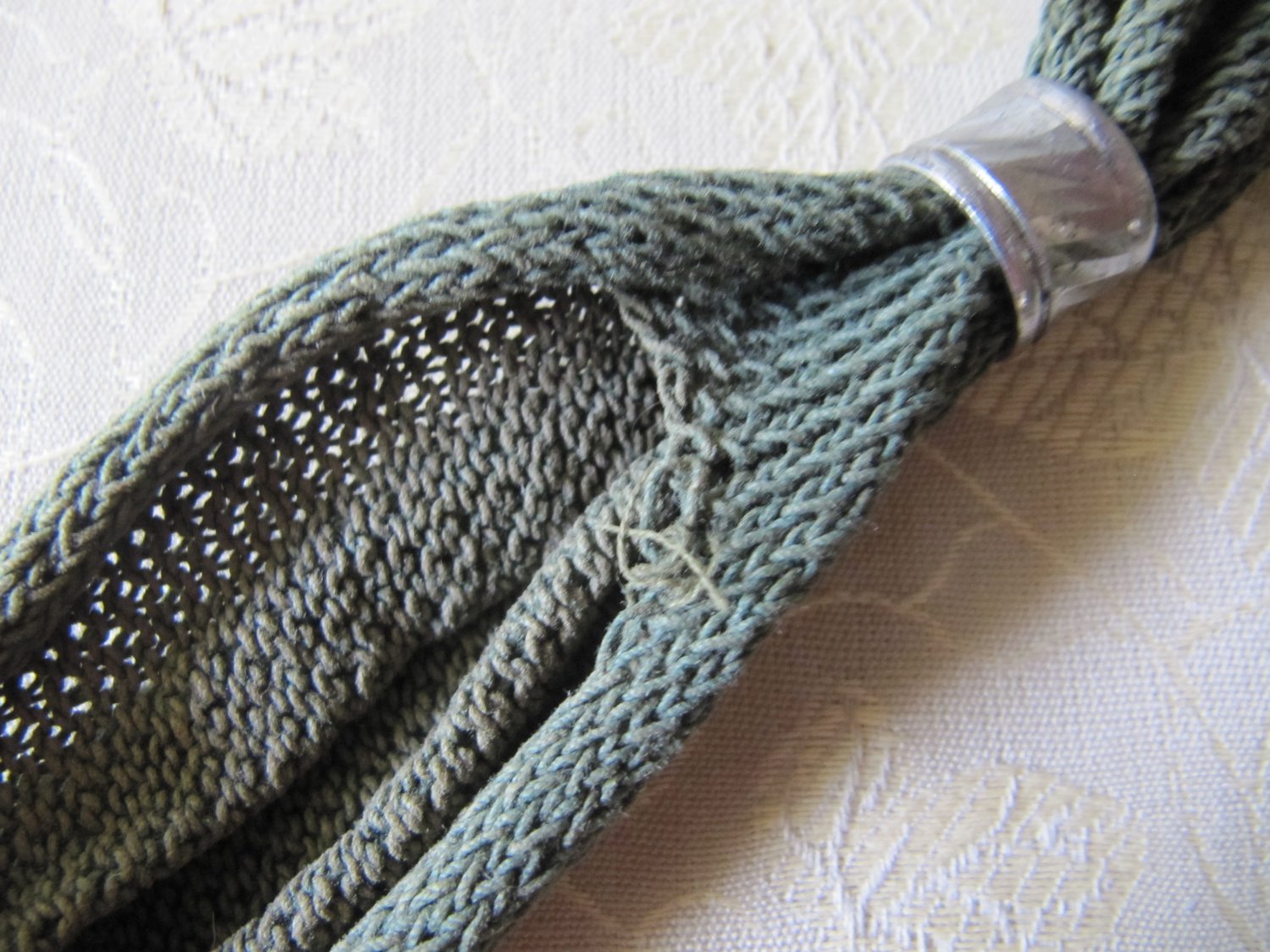 Antique Victorian 19th Century Green Knitted Miser Purse with Metal ...