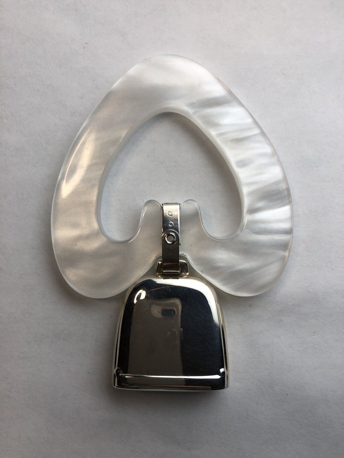 EMPIRE SILVER Sterling Baby Rattle Teething Ring Enclosed Bell White ...