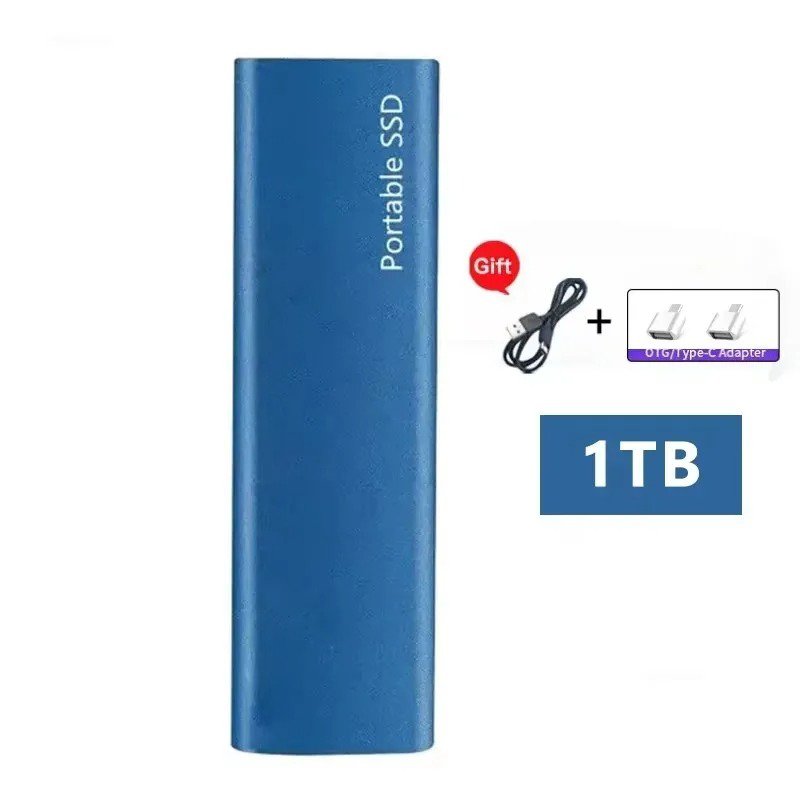 Portable SSD 1TB (Blue) External Hard Disk High Speed Solid State Drive ...