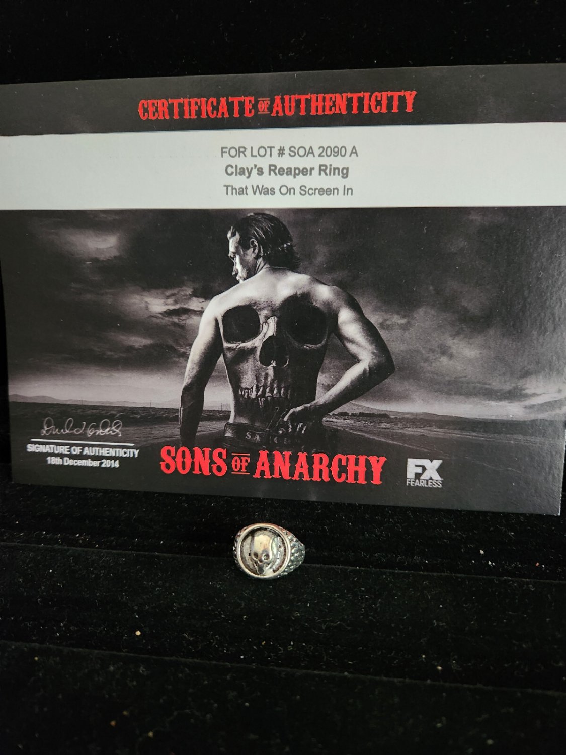 Sons of Anarchy SOA Original Screen Used Clay Small Reaper Ring Movie Prop
