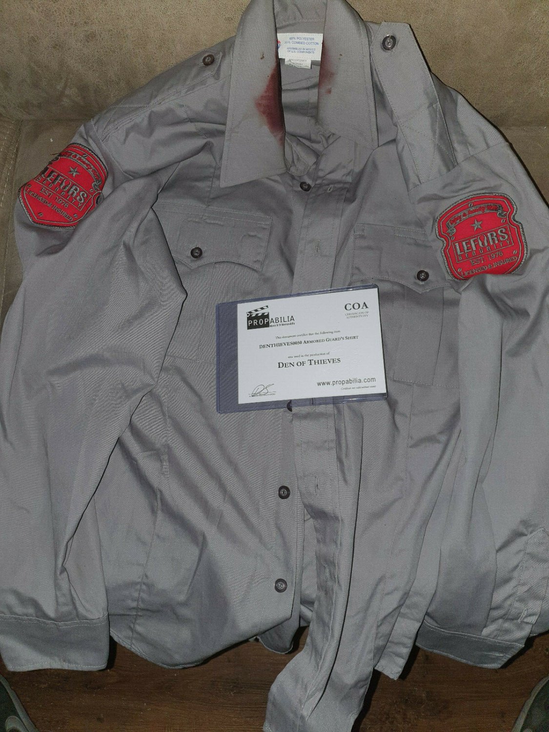 Extremely Rare! Den of Thieves Original Screen Used Bloody Guard Shir ...