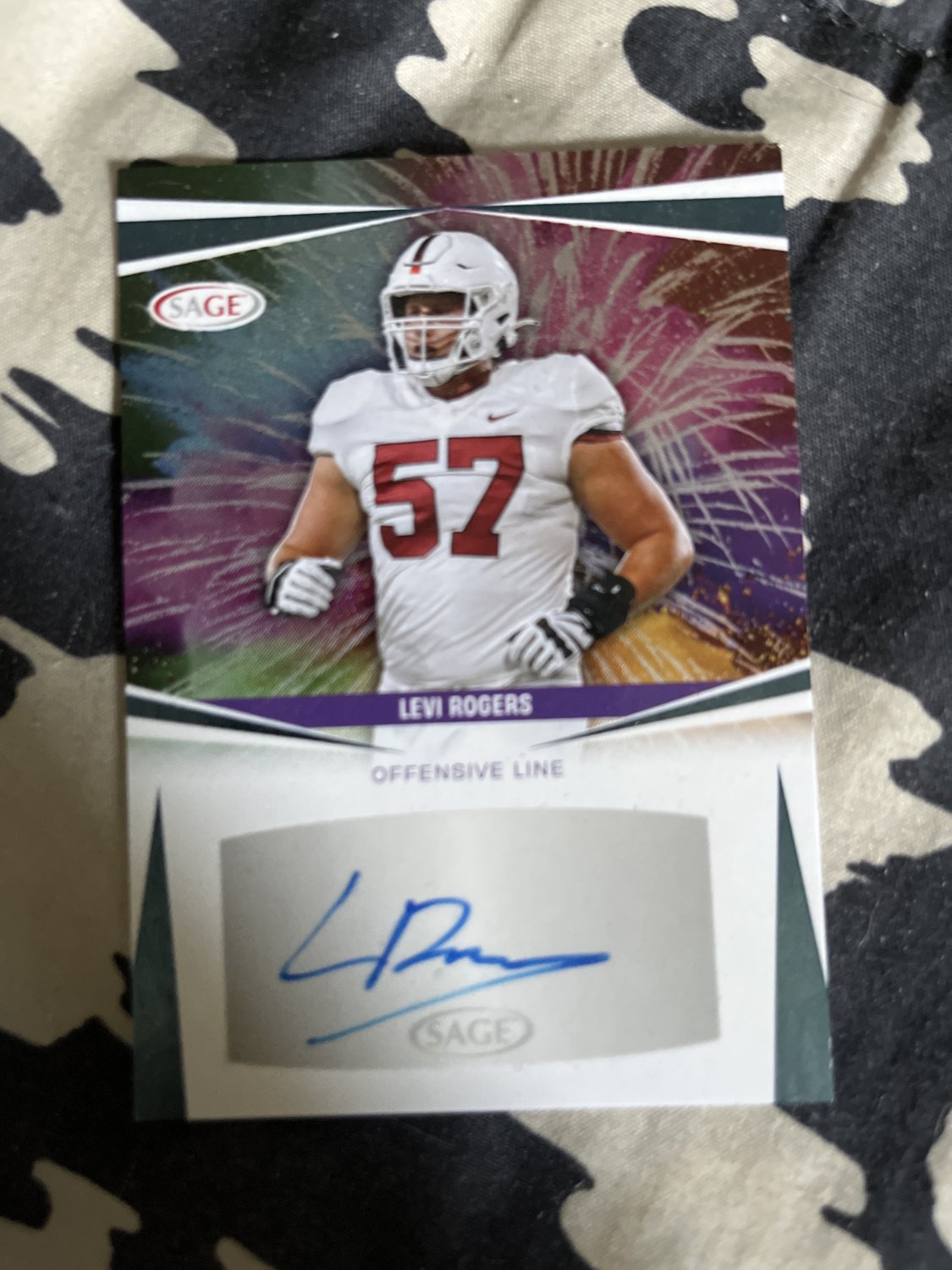 2025 SAGE Autographs Levi Rogers (Stanford) Offensive Line A-LR
