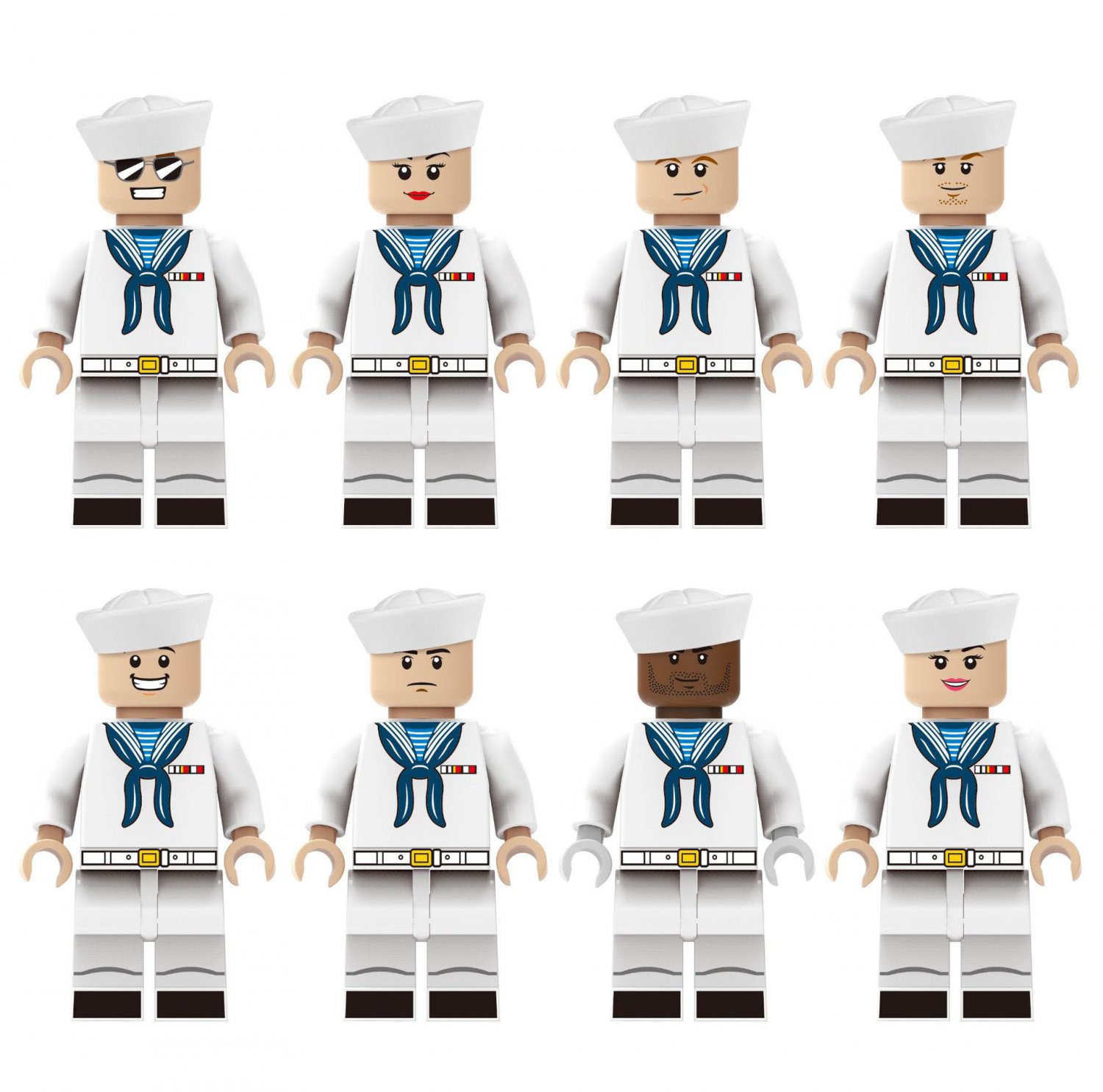 Navy Sailors 8 Minifigure Building Blocks Set