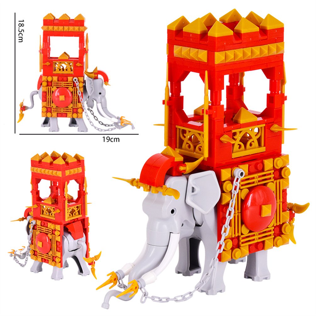 Medieval War Elephant Blue Lion Shield Knights 33pcs Minifigures Set