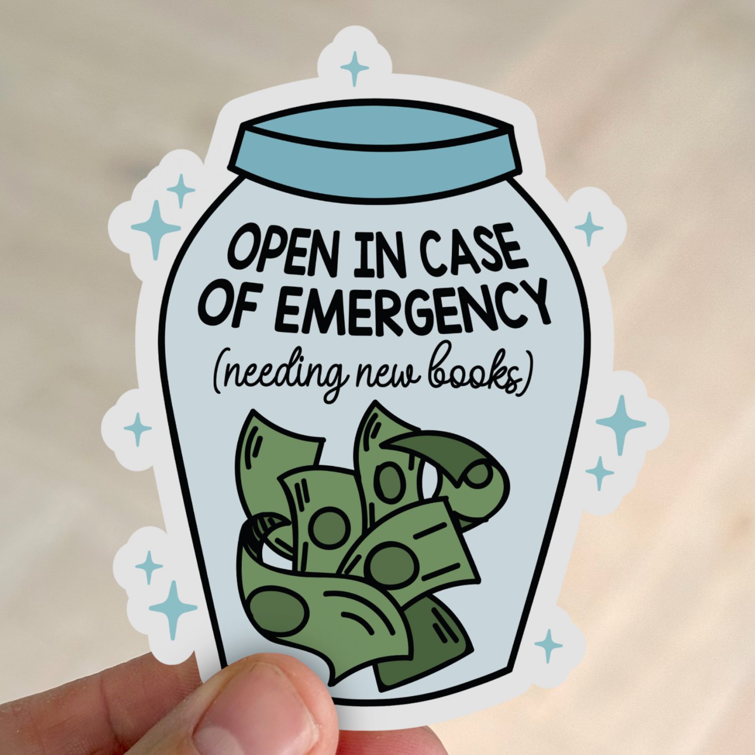 Open In Case Of Emergency Sticker | Laminated Waterproof Vinyl Die Cut
