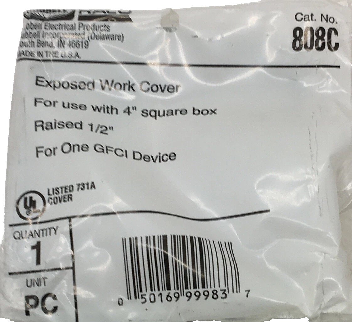 Raco Hubbell 808C Industrial Raised Cover 4 Square Decora GFI Surface ...