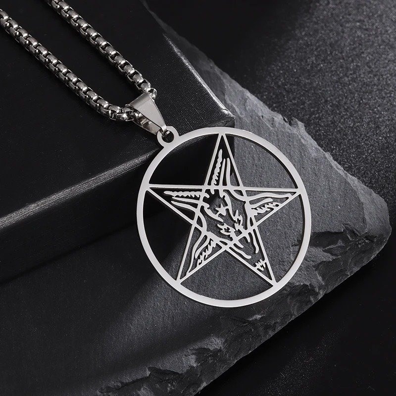 Stainless Steel Inverted Cross Sheep Head Symbol Devil Religious ...