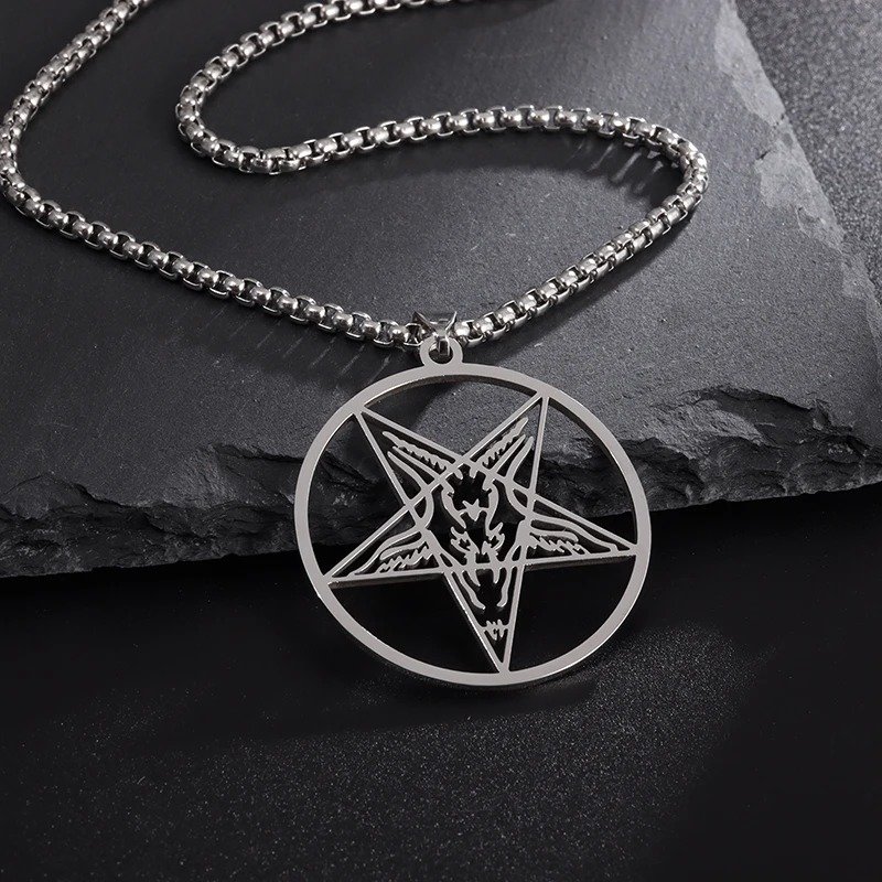 Stainless Steel Inverted Cross Sheep Head Symbol Devil Religious ...