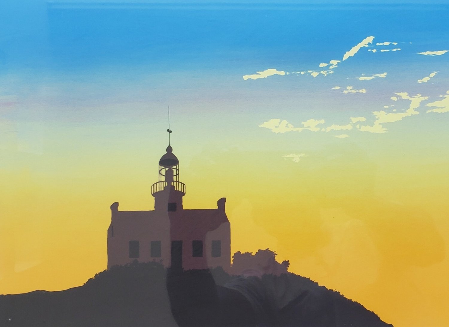 1978 Signed Lew Achen 1/79 Serigraph Art COA Cabrillo Lighthouse San ...