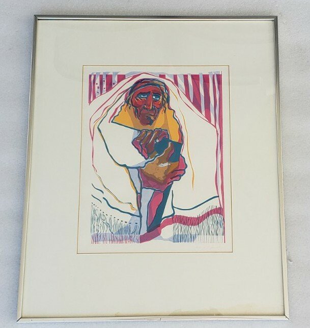 1972 Signed S.T. Gould - Jewish Rabbi Scholar - Judaica Art Color Litho ...