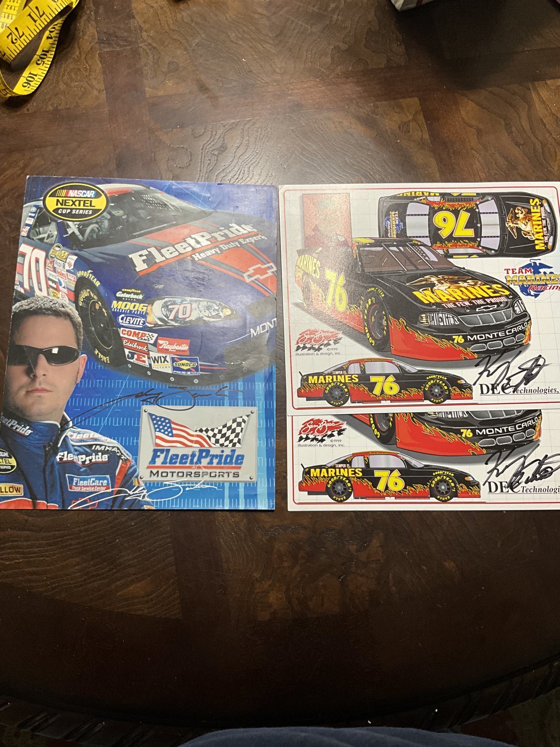 3 Signed NASCAR Pictures