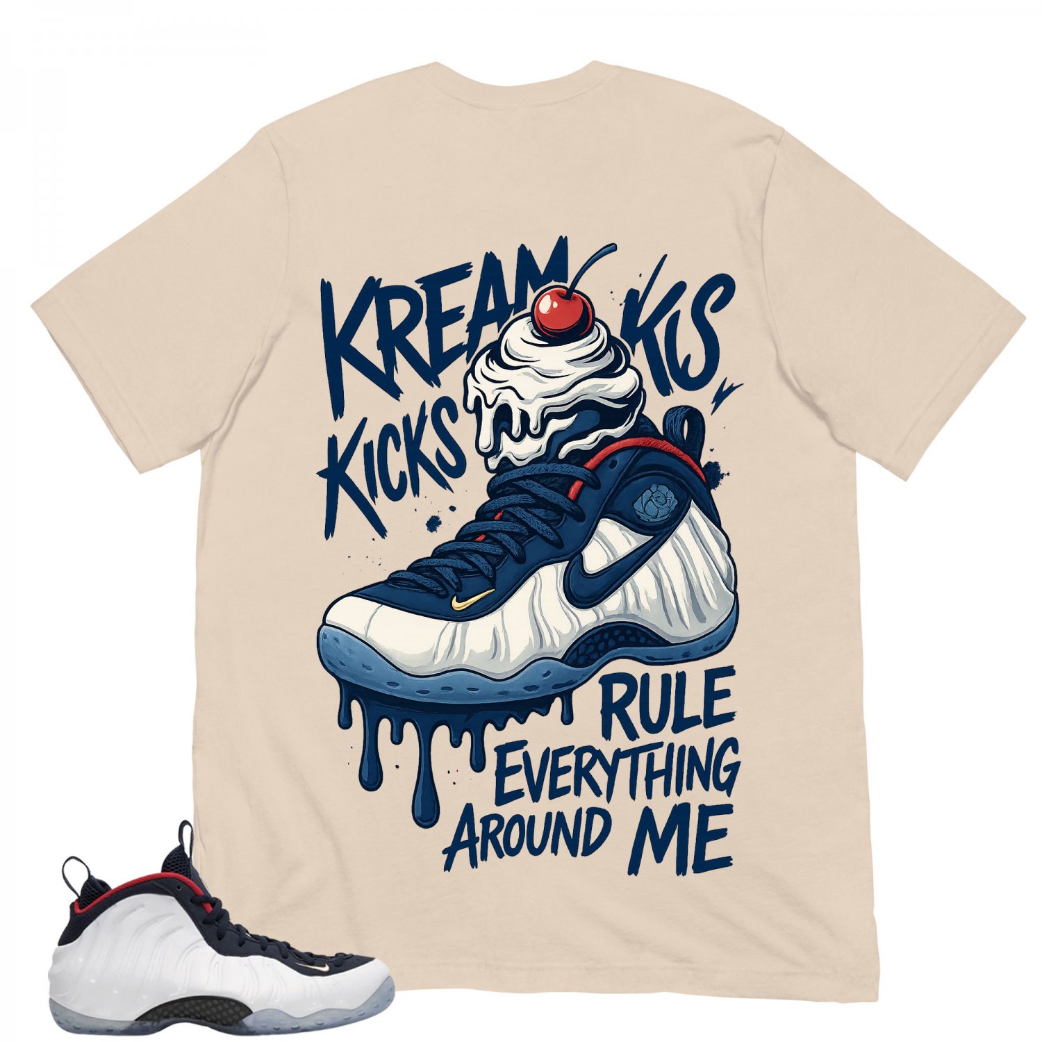 Kream Kicks T-Shirt Matching to Air Foamposite One PRM 'Olympic'
