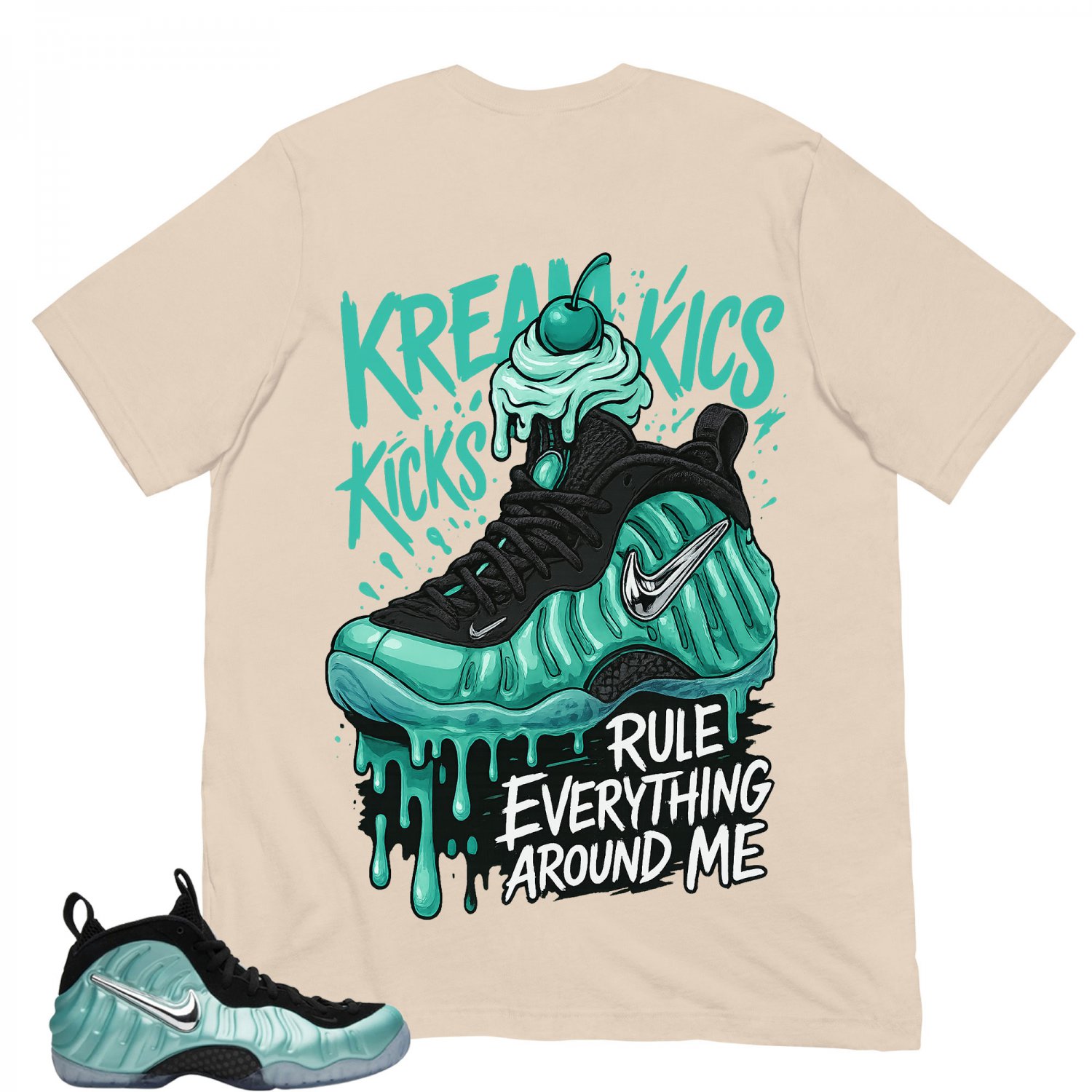Kream Kicks T-Shirt Matching to Air Foamposite Pro 'Island Green'