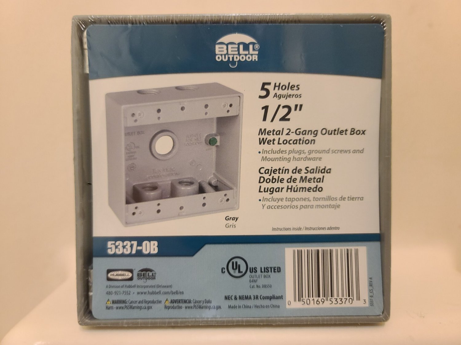 Bell 2-Gang Weatherproof Electrical Box 1/2 in Threaded Gray