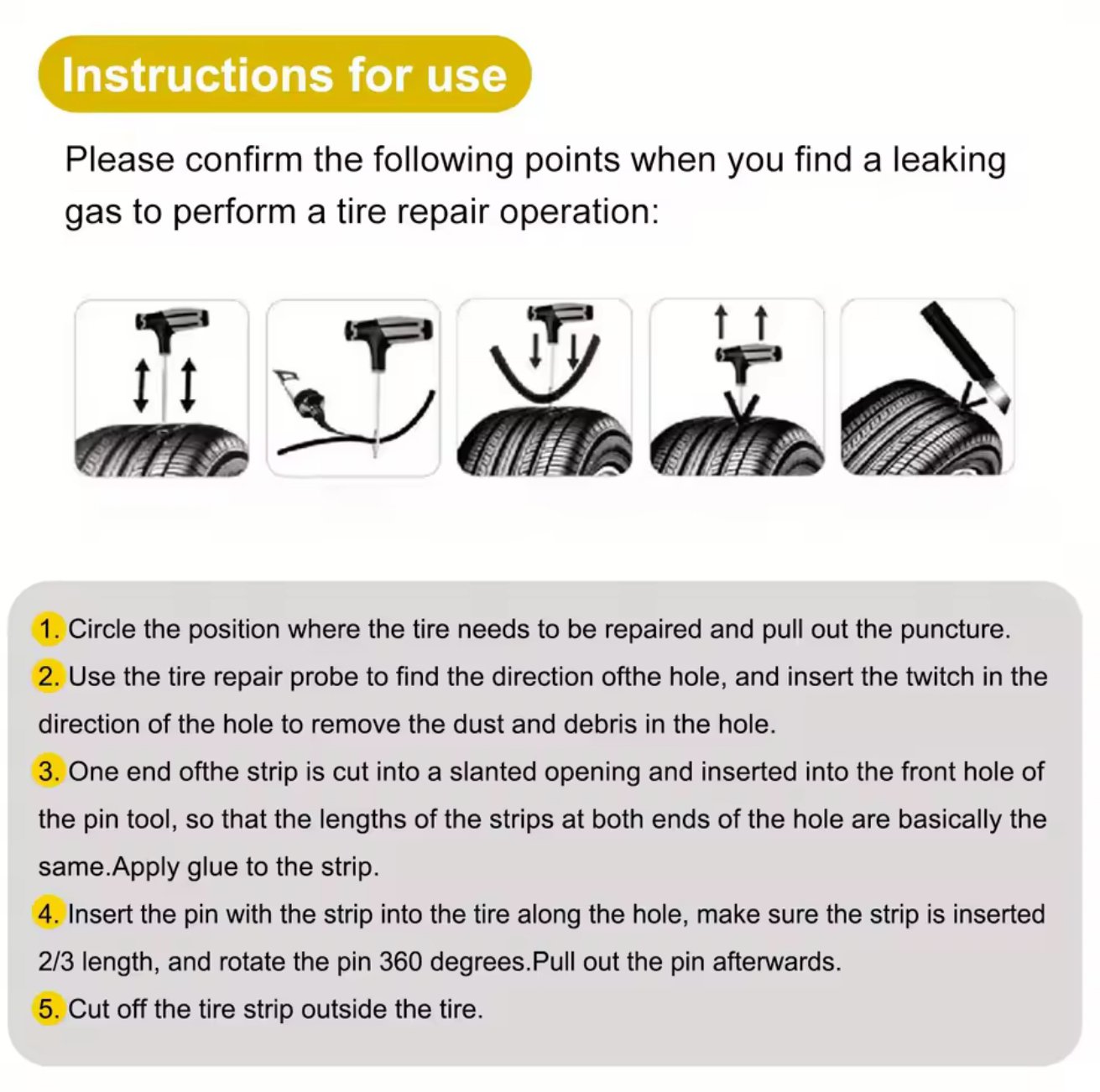 Emergency Tire Repair Kit – Rubber Strips & T-Handle Tools for Quick ...