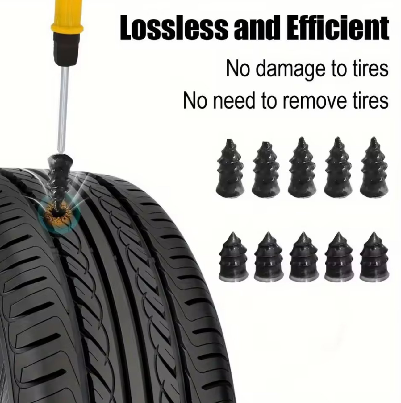 Emergency Tire Repair Kit – Rubber Strips & T-Handle Tools for Quick ...