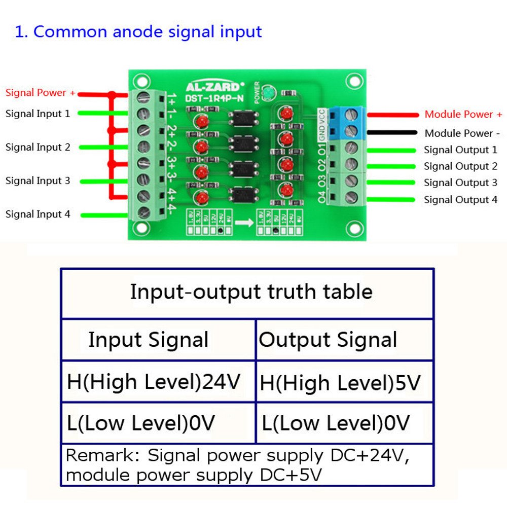 tool 24V To 5V 4 Channel Optocoupler Isolation Board Isolated Module ...