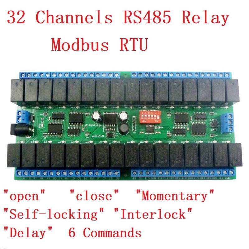 R421C32 DC12V 32 Channels Modbus RTU RS485 Bus Relay Module UART Serial ...