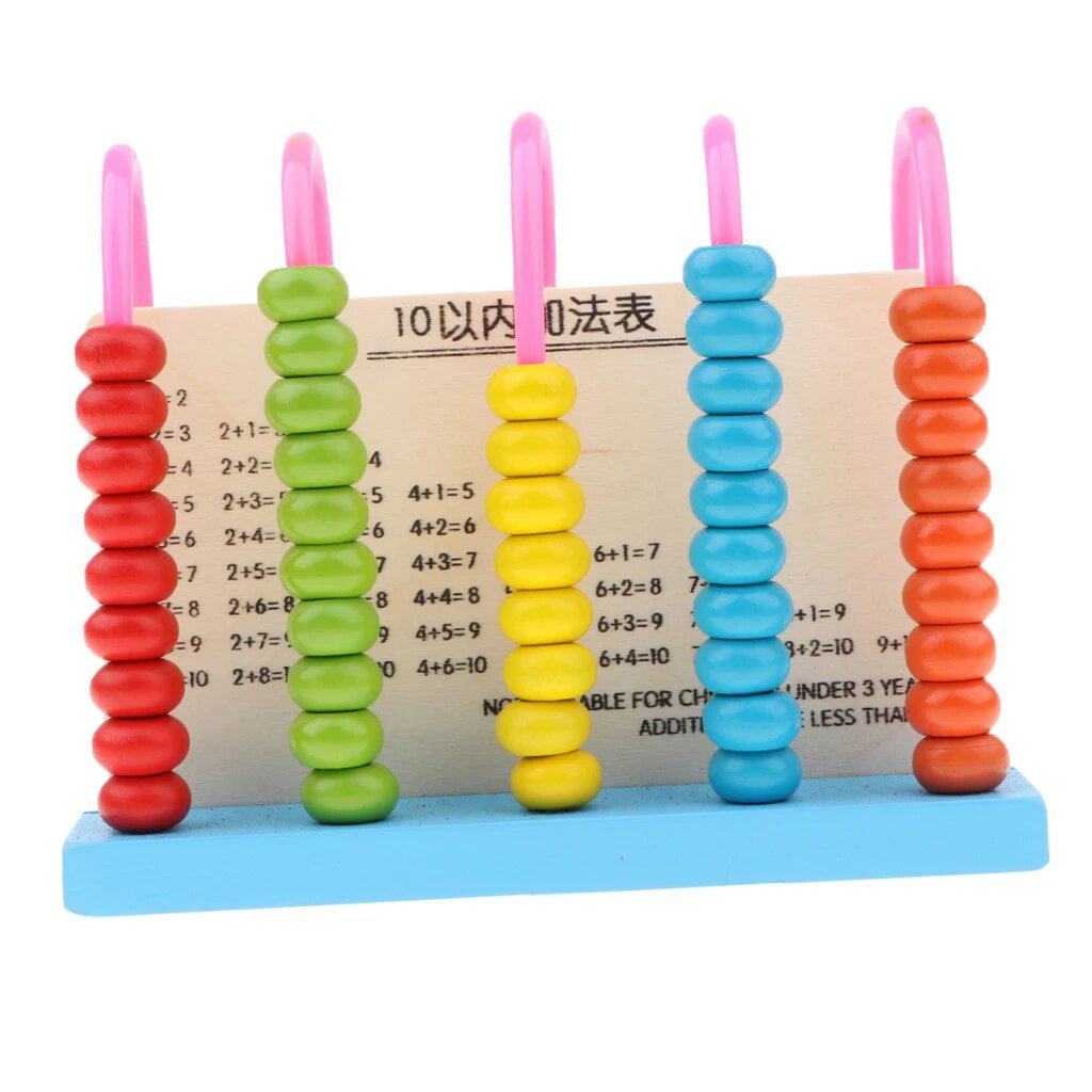 Wooden 5 Rods 10 Beads Calculating Frame Math Numbers Counting Learning ...