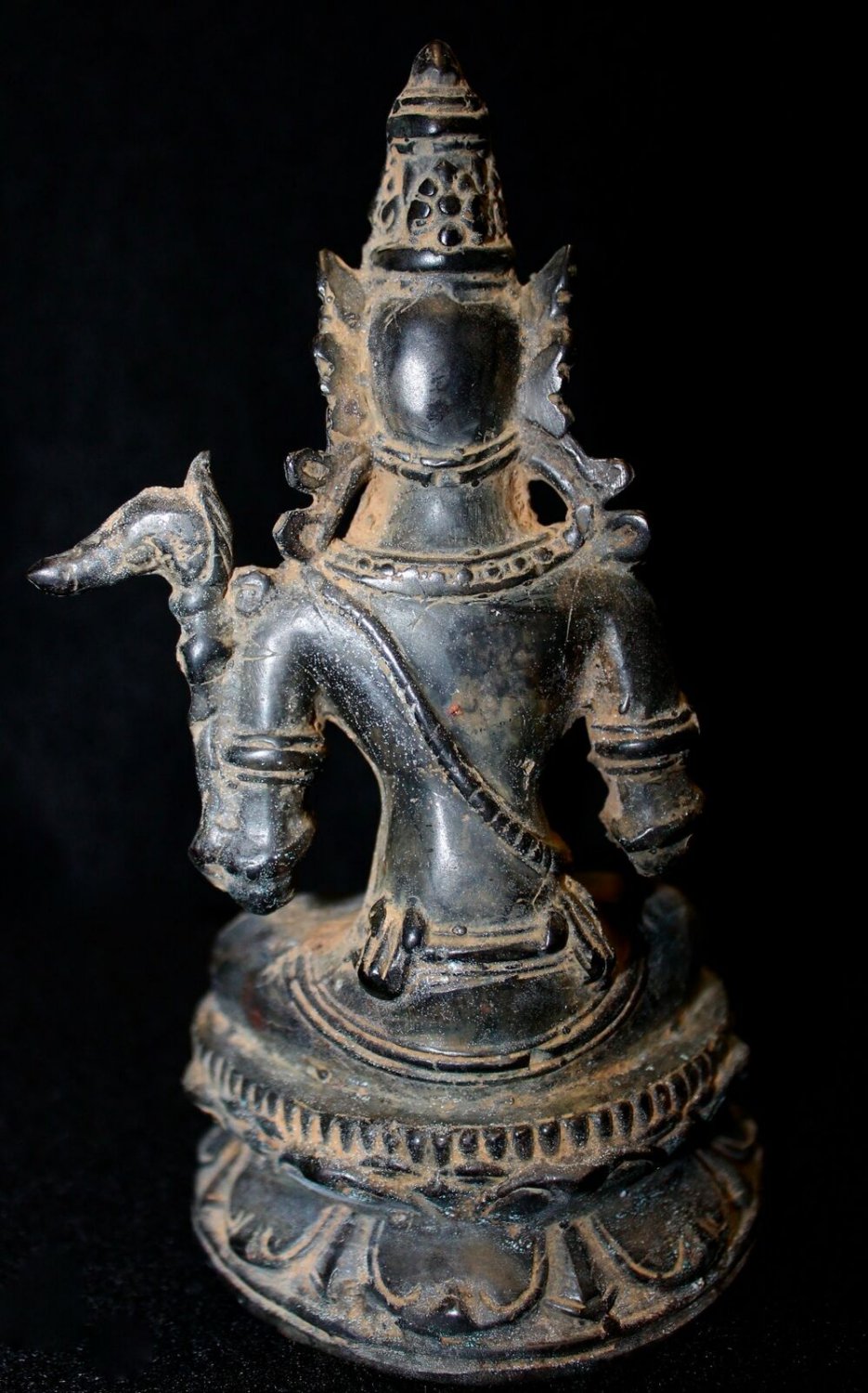 Vintage Dewi Sri Bronze Statue Rice Goddess Lakshmi Verdigris Balinese Art