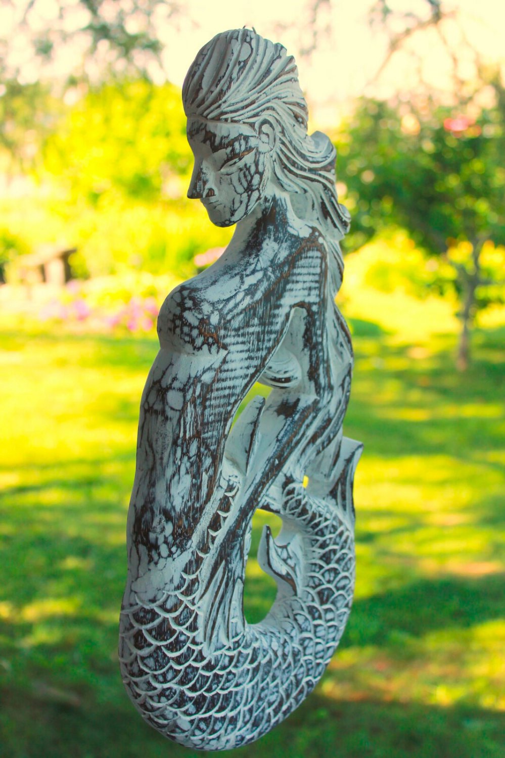 Balinese Mermaid Wall Sculpture Panel Nautical Decor carved wood Bali ...