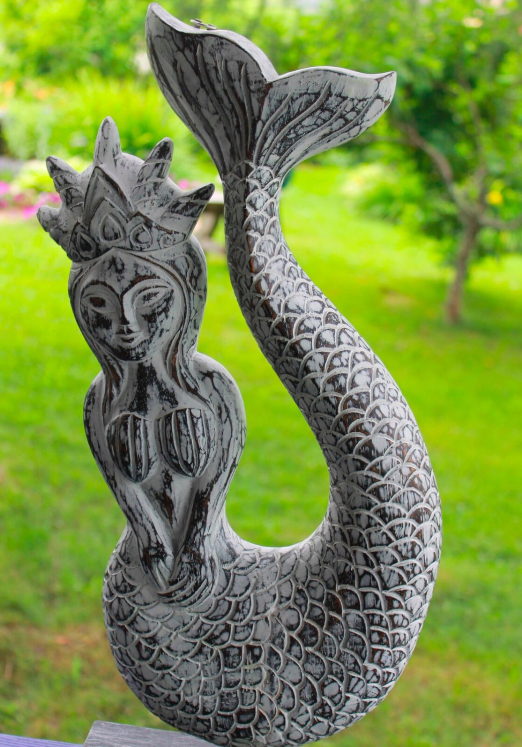 Mermaid Sea Maid Relief Panel Nautical carved wood Bali Art Wall ...