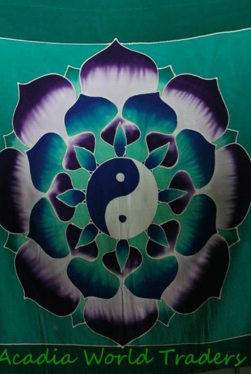 Batik Yin Yang Mandala Wall Hanging Banner Tapestry Handmade Balinese Art