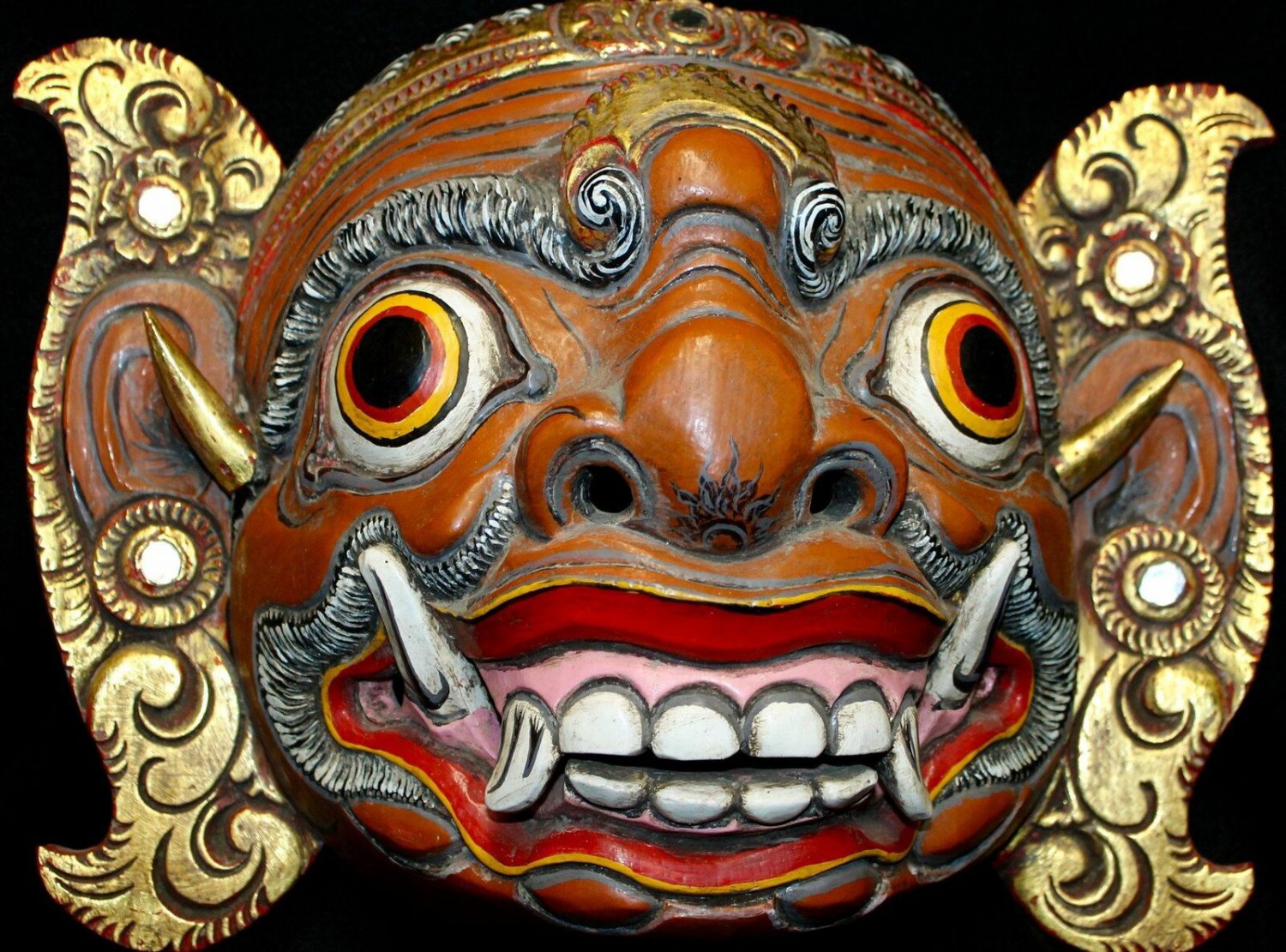Balinese Raksasa Demon Mask Topeng Polychrome Indonesian Bali Folk Art