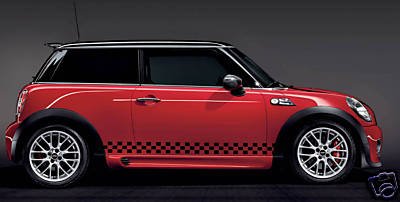 Mini Cooper checkered body rocker stripe decal decals