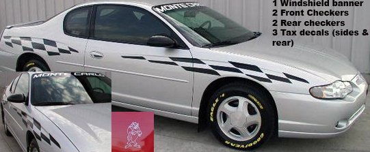 Monte Carlo SS Pace car decal decals NASCAR checkered stickers