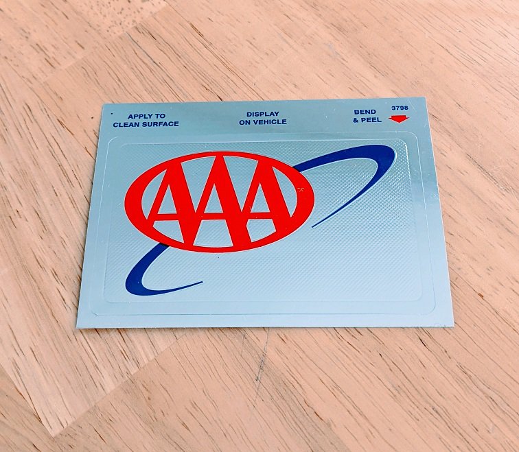 AAA Silver Red Blue Decal Bumper Window Sticker 3.5x2.25"