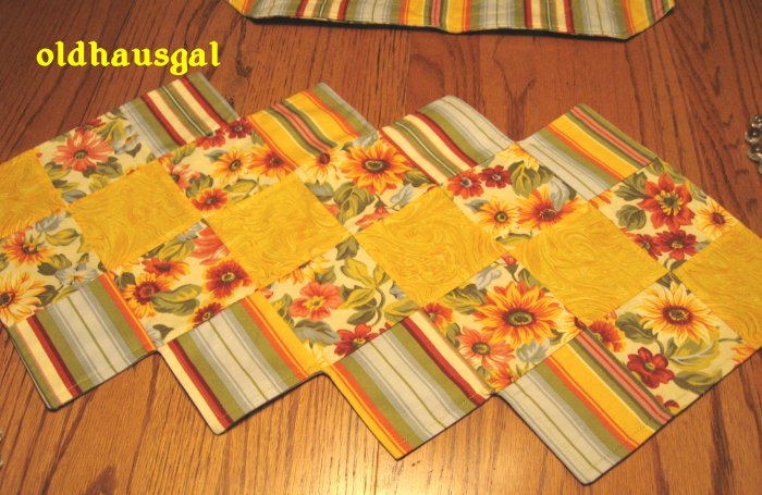 NEW custom made Table Runner Longaberger Sunflower & Stripe