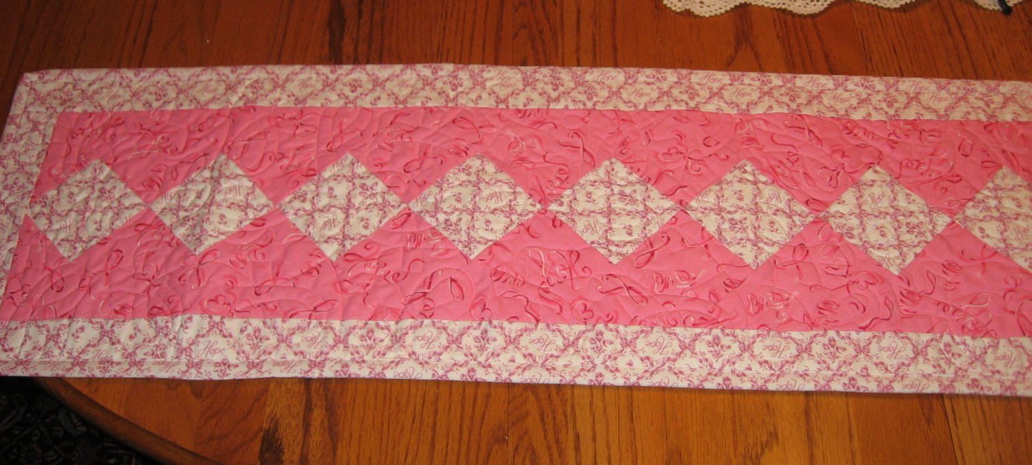 NEW Custom Quilted Table Runner Longaberger Horizon of Hope Breast ...