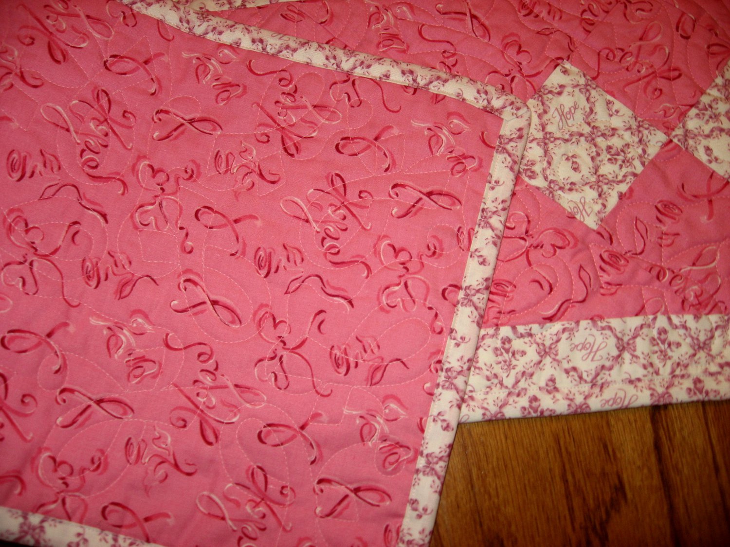 NEW Custom Quilted Table Runner Longaberger Horizon of Hope Breast ...