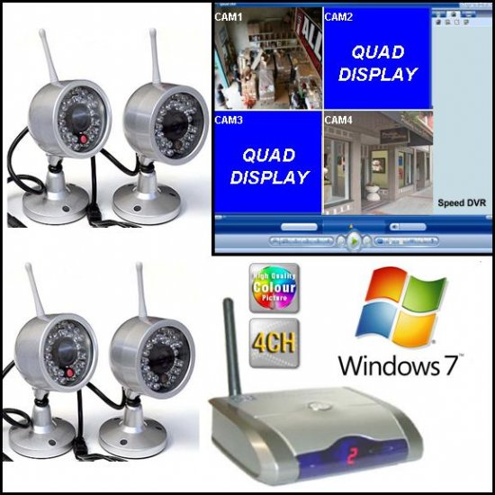 4 Camera Wireless QUAD DVR Security System WINDOWS 7 64bit