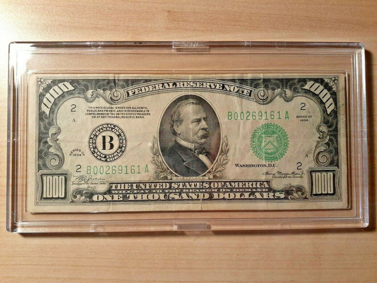 1934 $1000 One Thousand Dollars Bill Federal Reserve Note New York