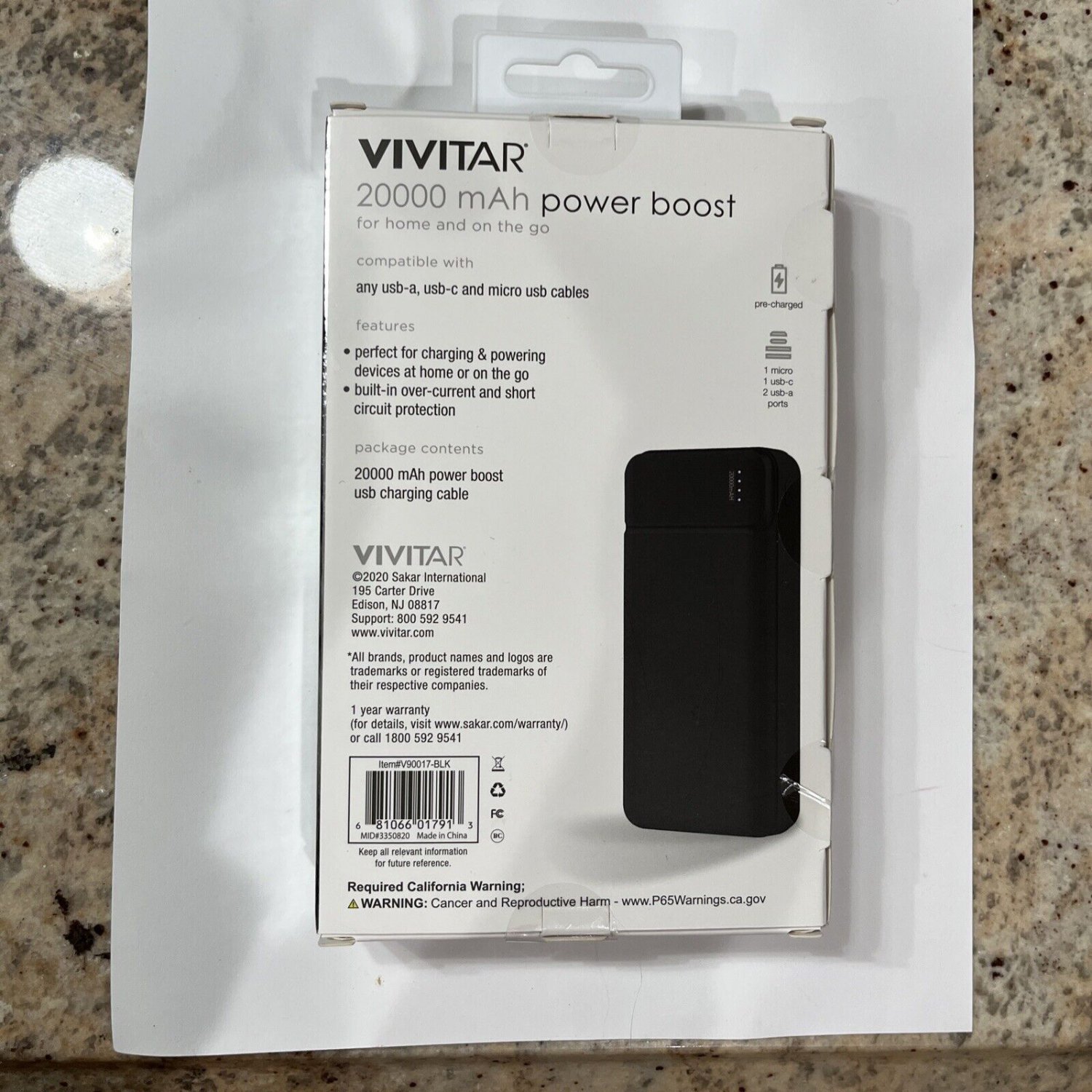 Vivitar 20000 mAh Power Booster compatible with USB-A USB-C and Micro ...