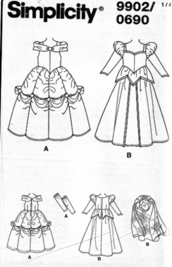 SIMPLICITY 0690 9902 Disney Princess Belle & Ariel Costume Dress ...