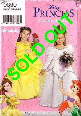 SIMPLICITY 0690 9902 Disney Princess Belle & Ariel Costume Dress ...