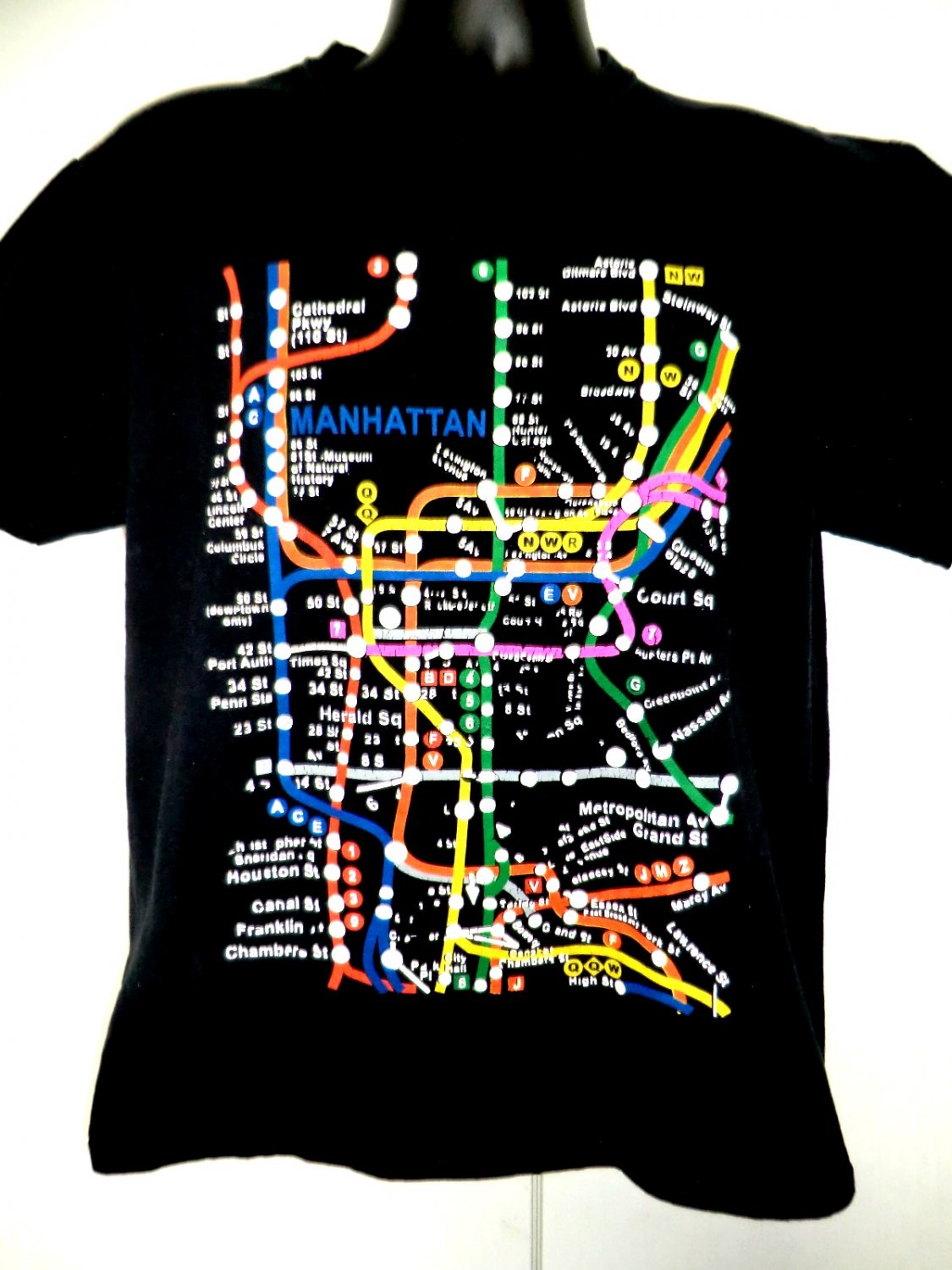 Manhattan NYC Map Transit T-Shirt Size Large New York Subway System
