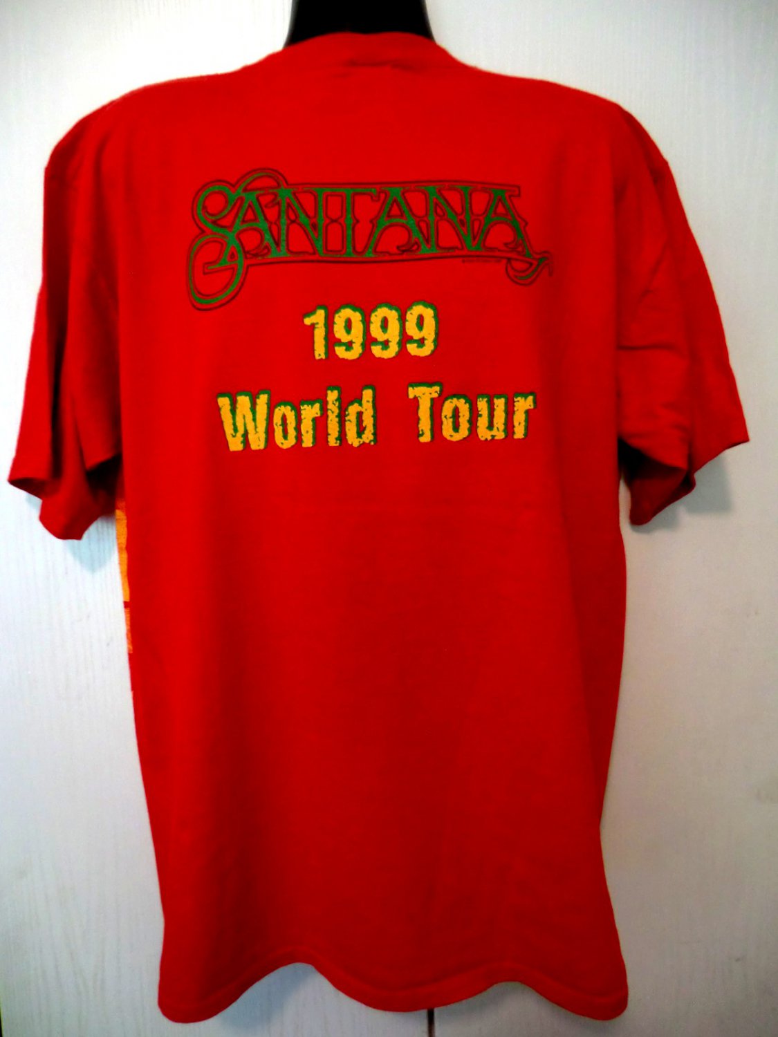 Rare Santana WORLD TOUR 1999 Red T-Shirt Size Large XL Panther Drum