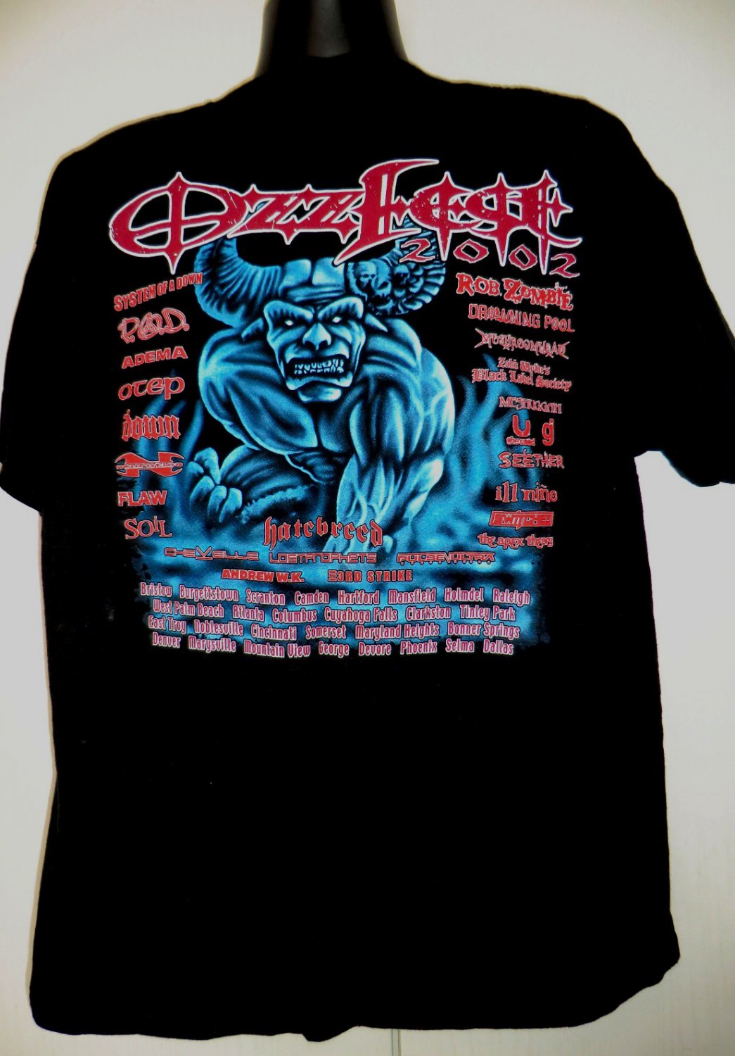 OzzFest 2002 T-Shirt Size XL Ozzy Osbourne Rob Zombie