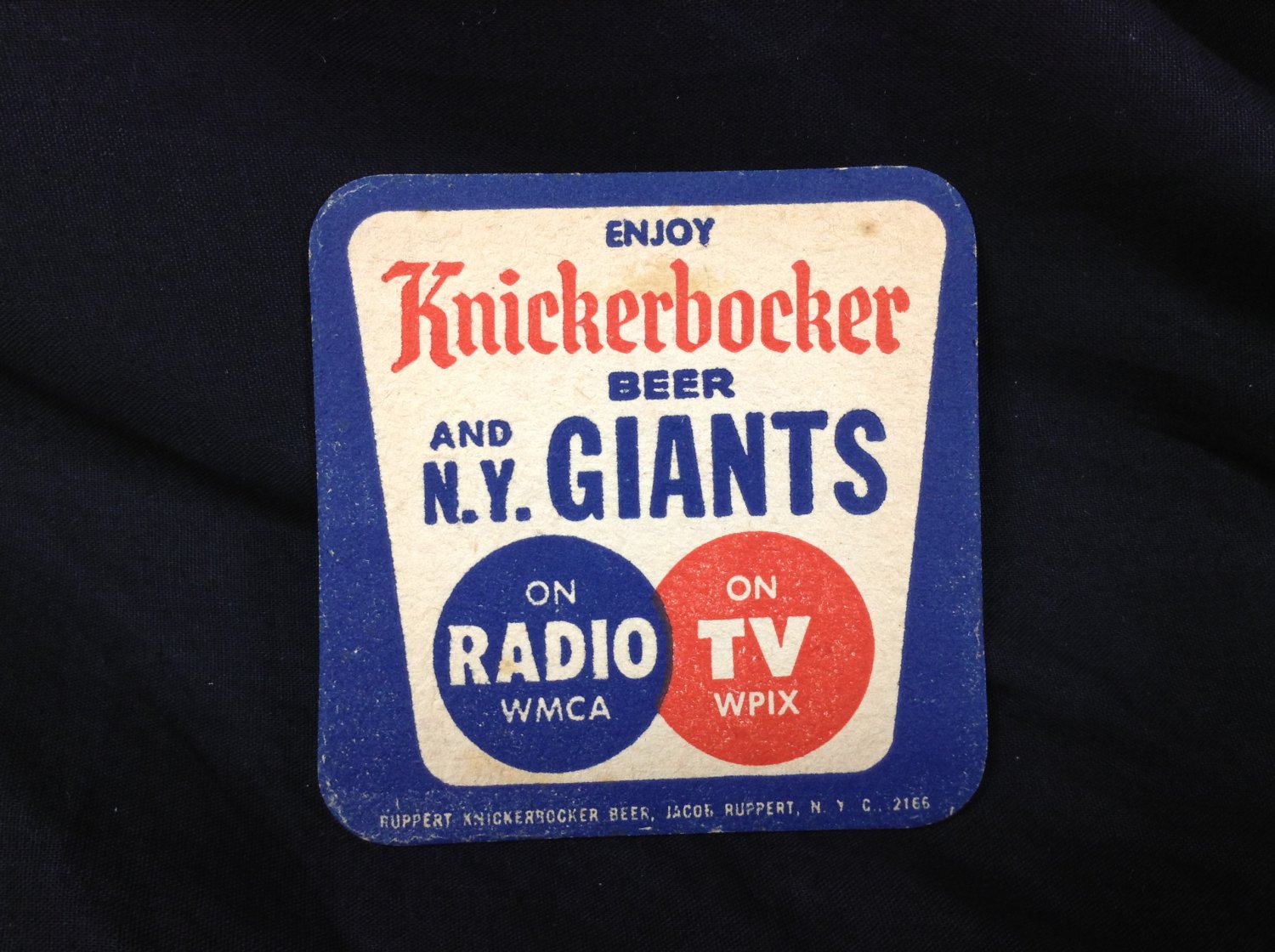 1950's NY Giants Baseball Beer Coaster Knickerbocker New York