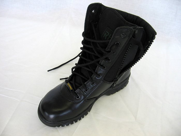 Rhino Boots Genuine Leather Black Hightop Low top High Top Zipper ...