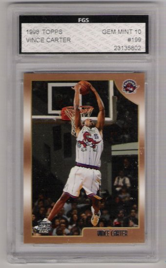 1997 TOPPS VINCE CARTER ROOKIE CARD GRADED FGS 10!