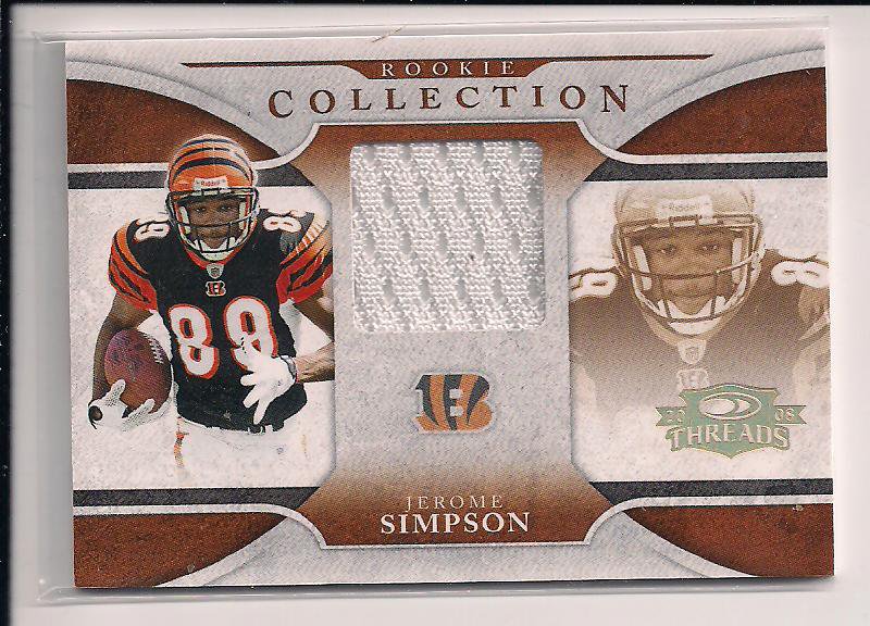 JEROME SIMPSON BENGALS 2008 ROOKIE COLLECTION JERSEY CARD